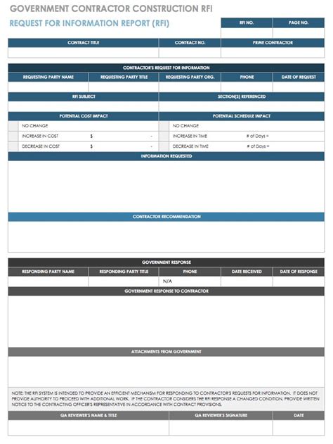 Rfi Template Construction
