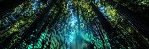 Digital Forest Data Visualization Data Streams Nature Technology Growth Environment Symbolizing