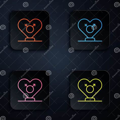 Color Neon Line Gender Icon Isolated On Black Background Symbols Of