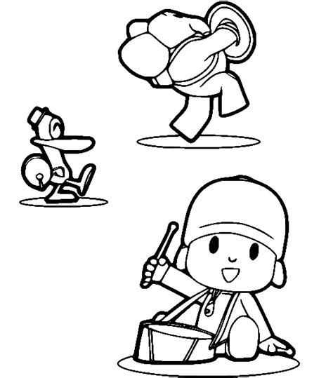 Pocoyo And Friends Playing Instruments Coloring Page Free Printable