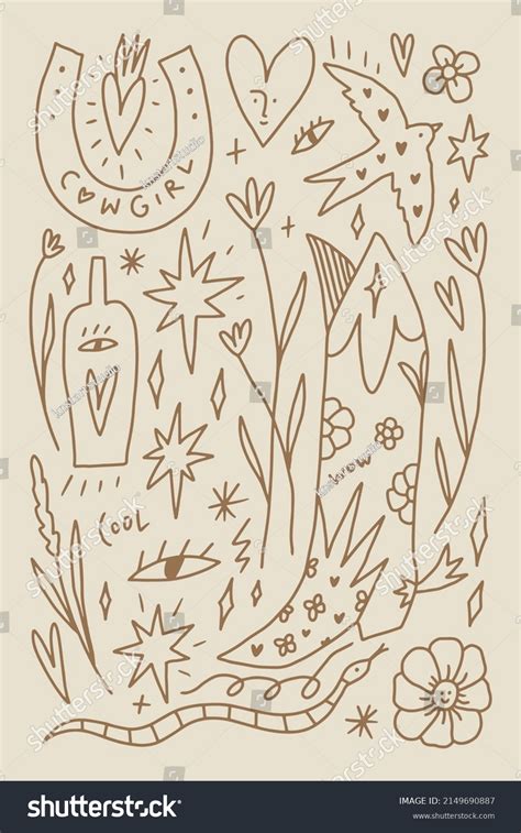 Western Boho Cowgirl Set Blogger Vector Stock Vector Royalty Free