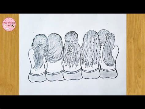 Easy Five Best Friend Pencil Sketch Tutorial Step By Step How To Draw