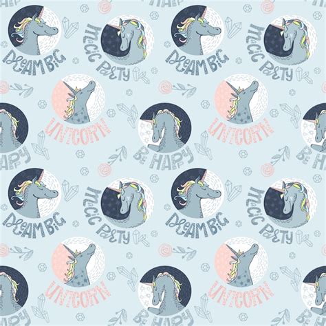 Premium Vector Unicorns Seamless Pattern Unicorns Lettering