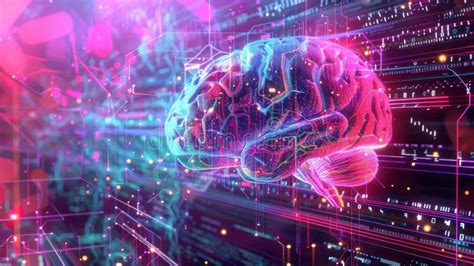 Digital Representation Of A Brain With Neon Lights And Circuit Patterns Artificial Intelligence