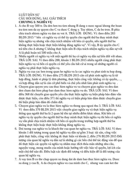 (123doc) Luat Dan Su 2 Nhan Dinh Dung Sai Bai Tap Tinh Huong | PDF