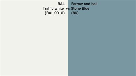 Ral Traffic White Ral 9016 Vs Farrow And Ball Stone Blue 86 Side By