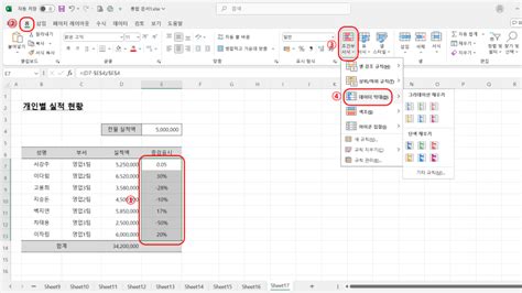 엑셀 증감표시 조건부서식 데이터막대로 셀 안에 그래프 만들기 네이버 블로그