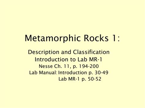 Metamorphic Rocks Metabasite Classification