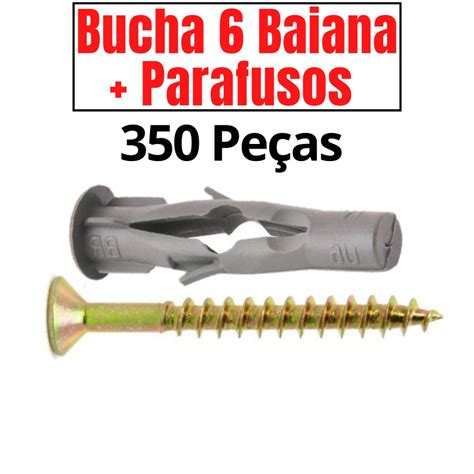 Kit Bucha 6 FU Baiana Parafuso E Buchas 6mm Para Tijolo Oco Baiano