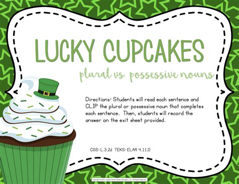 Lucky Cupcakes Plural Vs Possessive Nouns Learning Centers Made Easy
