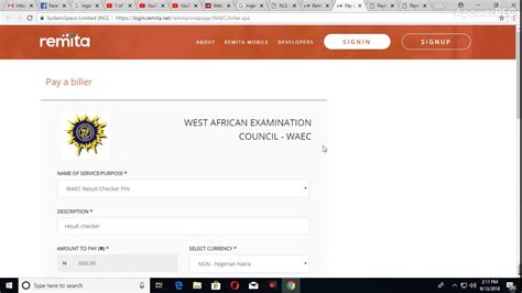 How To Buy Waec Result Checker Pin Using Remita Youtube