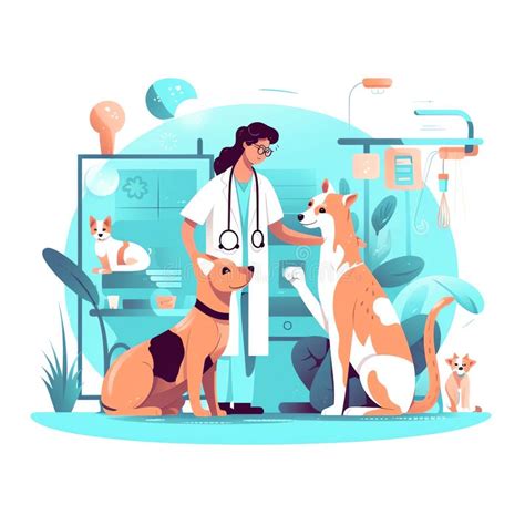 Vetdoctorandhisassistantexaminingdogs4 Stock Illustration
