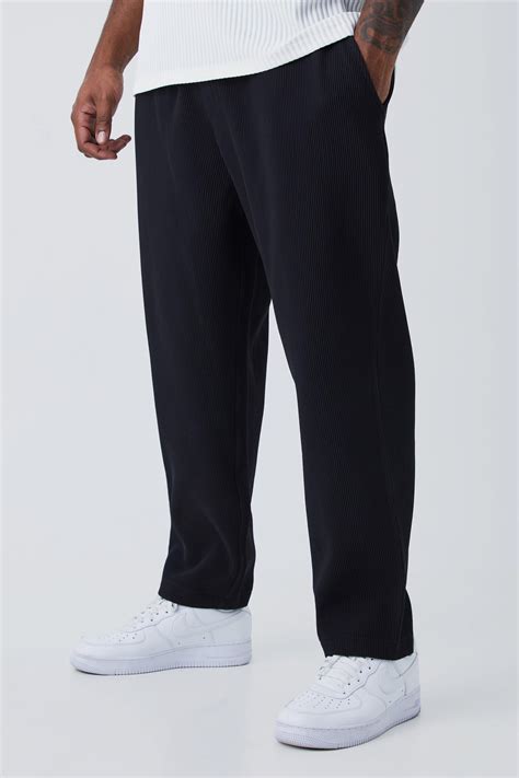 Plus Elastic Waist Tapered Fit Pleated Pants Plus Size Mens Clothing