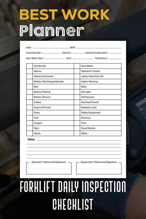 Forklift Daily Inspection Checklist Log Book Helps Document And Report