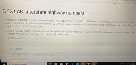 Solved 3 23 LAB Interstate Highway Numbers Primary U S Chegg