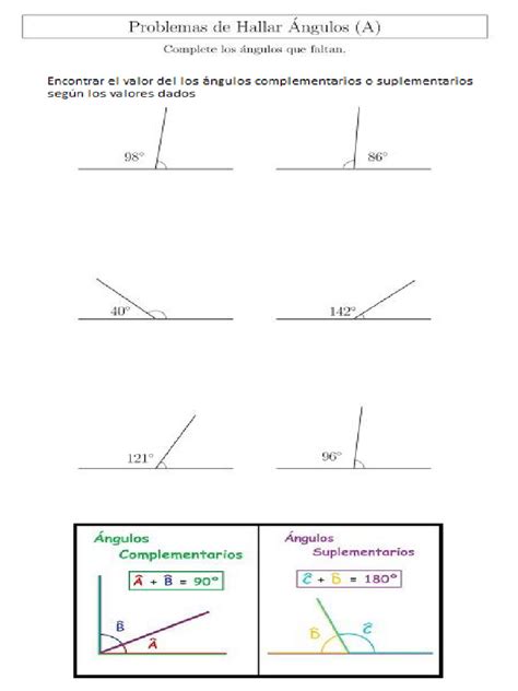 Ángulos Complementarios Y Suplementarios Pdf