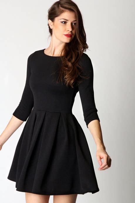 Plain Black Skater Dress Natalie