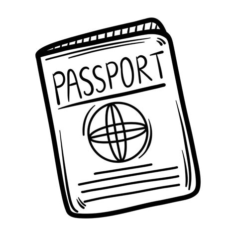 Linear Drawing Of Passport On White Background Linear Drawing Passport