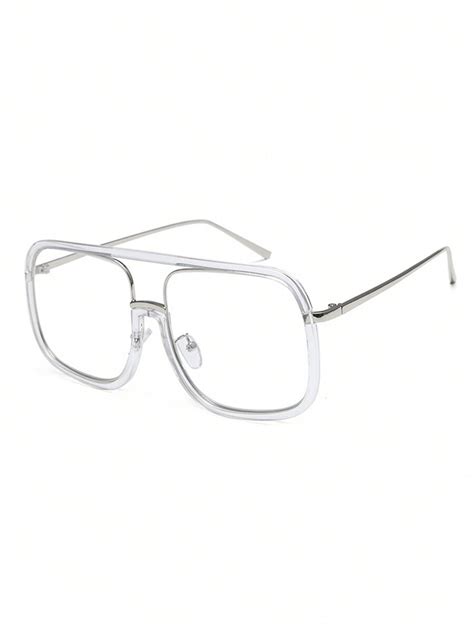 Personality Design Large Frame Double Bridge Clear Glasses Shein Usa