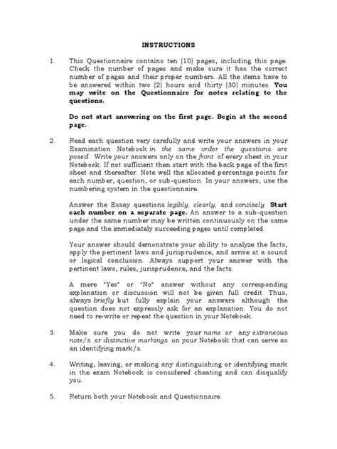 Instructions Posed Write Your Answers Only On The Front Of Every