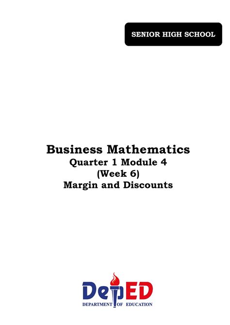 Q Bus Math Business Mathematics Module For First Quarter I Business Mathematics Quarter