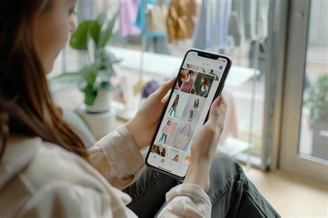 A Shopper Using A Personalized Shopping App To Build Their Wishlist