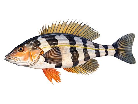 Serranus Scriba Fish Painted Comber Stock Illustration Illustration