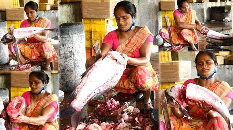 Amazing Big Fish Cutting Skills By Village Woman Big Live Fish Village