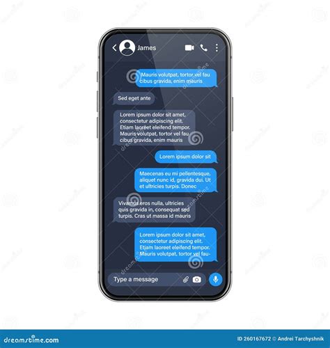 Realistic Smartphone With Messaging App Sms Text Frame Stock Vector