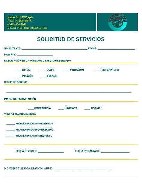 Solicitud De Servicio Pdf