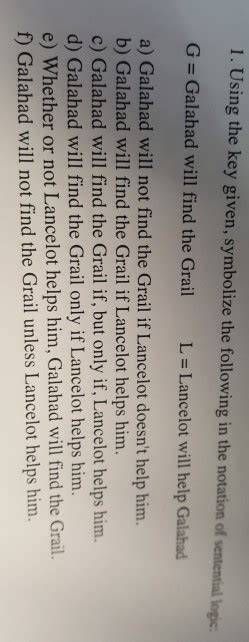 Solved 1 Using The Key Given Symbolize The Following In