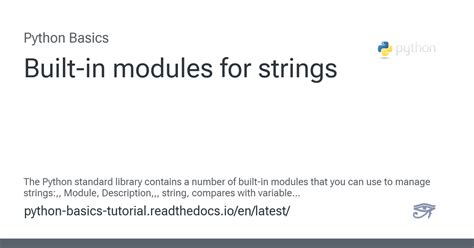 Built In Modules For Strings Python Basics 2510