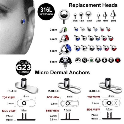 Replacement Heads For Micro Dermal Anchors 316lvm Highly Polished
