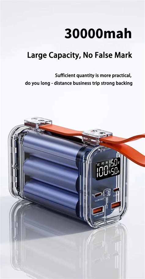 Type C Usb Socket Pd100w Input Output Dual Type C Usb Big Capacity Power Bank 30000mah Laptop
