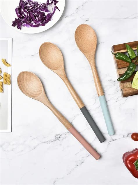 1 Pieza Cucharas Madera Cocinar Utensilios Cocina Madera Temu Mexico