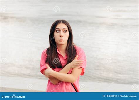 Funny Woman Scratching From Mosquito Bites In Summer Stock Image