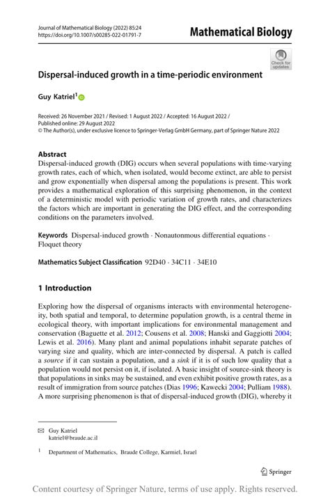 Dispersal Induced Growth In A Time Periodic Environment Request Pdf