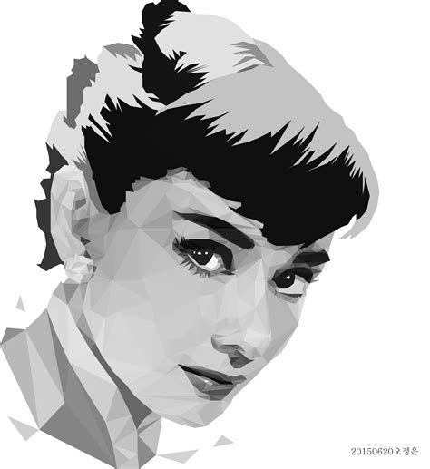 Polygone Art Illustrator Art 오드리햅번 흑백