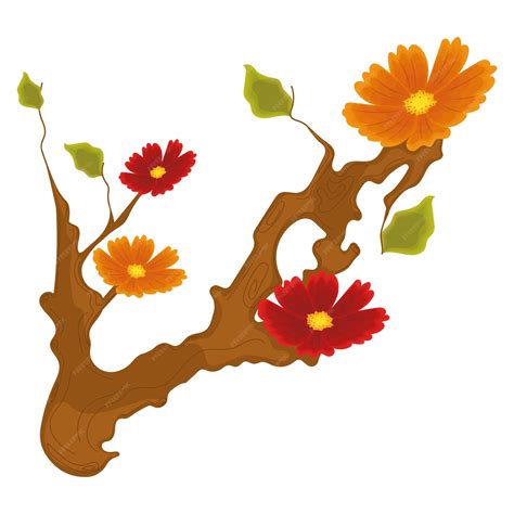 Premium Vector Colored Sketch Of A Tree Trunk With Flowers Vector