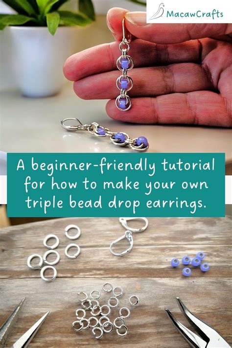How To Make Triple Bead Drop Earrings With Seed Beads And Jump Rings Earrings Diy Handmade