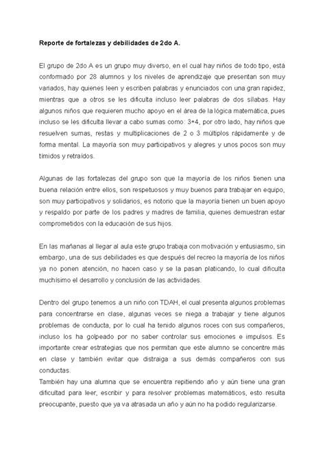 Xls Formato De Reporte De Fortalezas Y Debilidades Eroppa