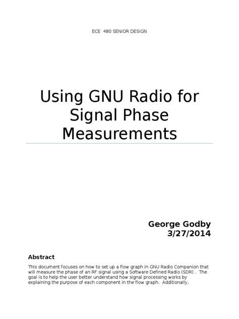 Using Gnu Radio For Signal Phase Measurements Pdf Software Defined