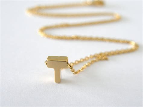 Gold Initial Letter T Necklace Personalized Necklace Wedding Jewelry