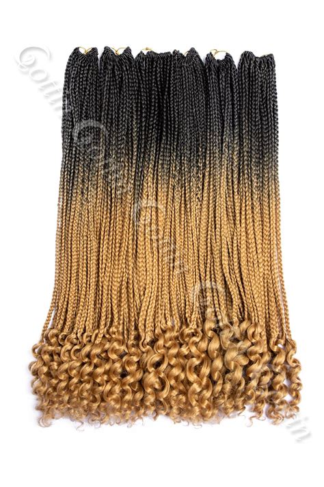 Gottin Hair Box Braids Crochet Hair With Curly Ends 24 Inch 1b Light