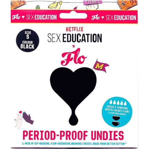 Flo X Netflix Sex Education Period Proof Underwear Hipster Briefs Black