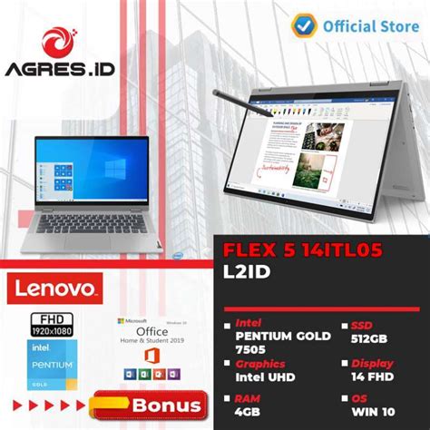 Jual Lenovo Flex 5 14itl05 L2id Pentium Gold 7505 4gb 256ssd W10ohs