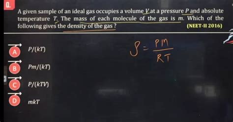 I A Given Sample Of An Ideal Gas Occupies A Volume V At A Pressure P And