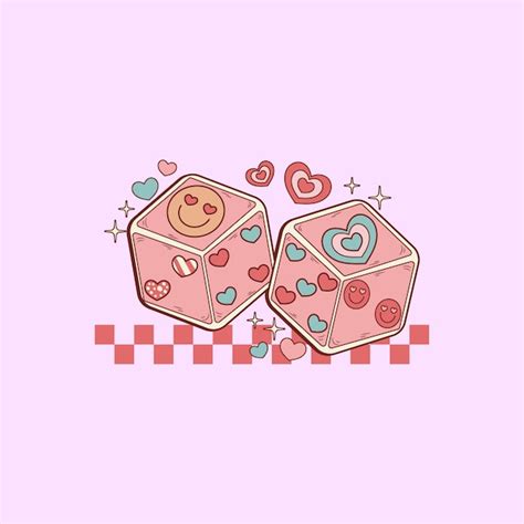 Premium Vector Cute Retro Illustration Of Dice For Lovers