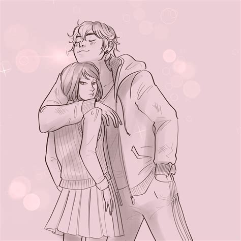 Tall Guy Short Girl Hugging Drawing