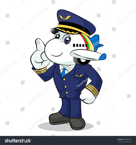 Cute Cartoon Airplane Mascot Vector Illustration Stock Vector Royalty